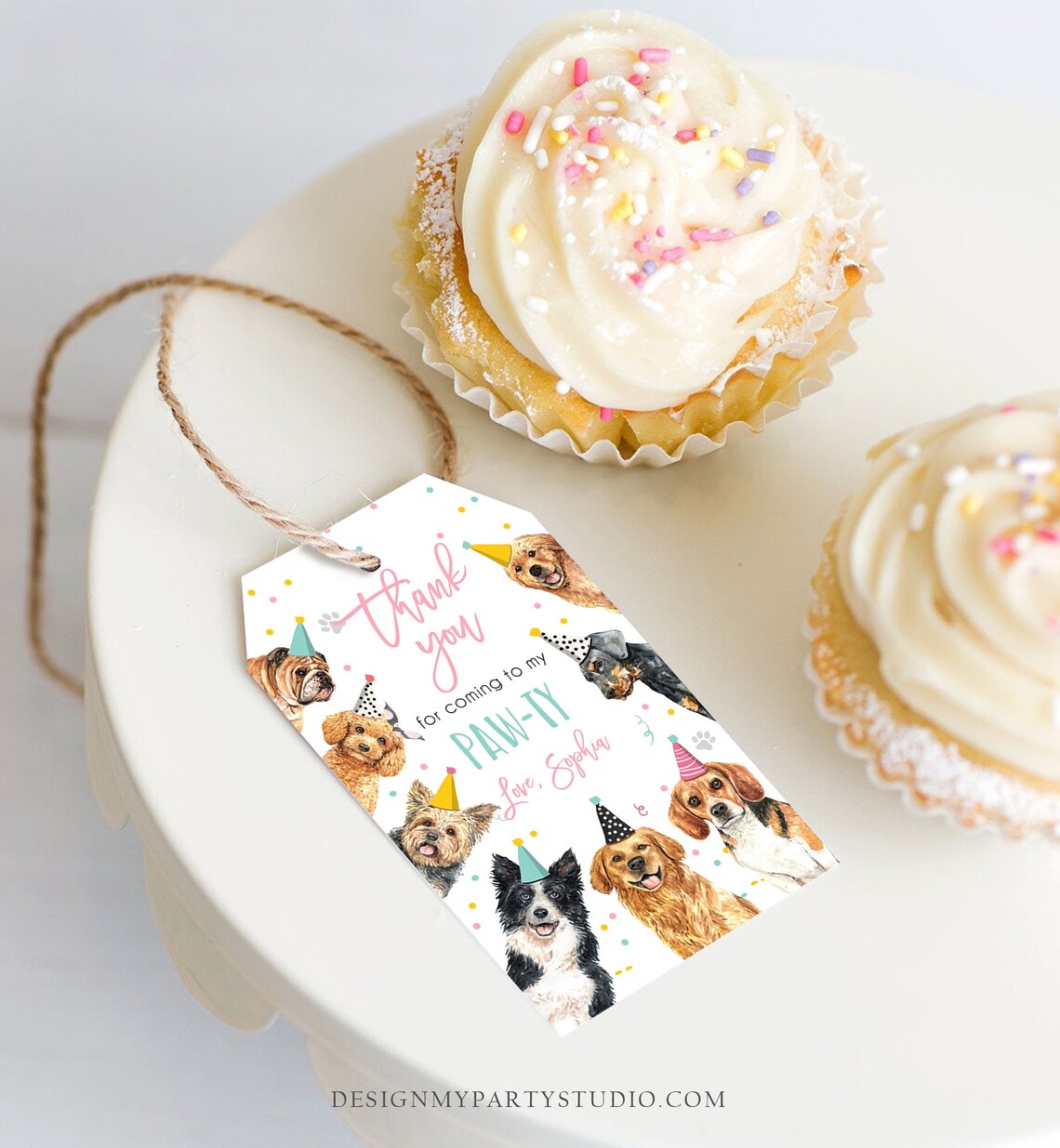 Editable Puppy Favor tags Puppy Dog Birthday Thank you tag | Etsy