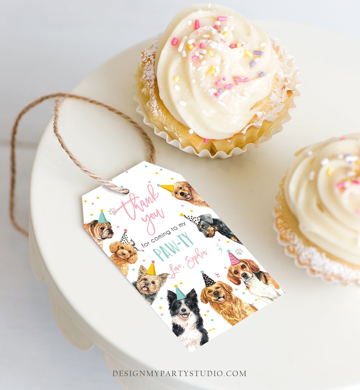 Editable Puppy Favor tags Puppy Dog Birthday Thank you tag | Etsy