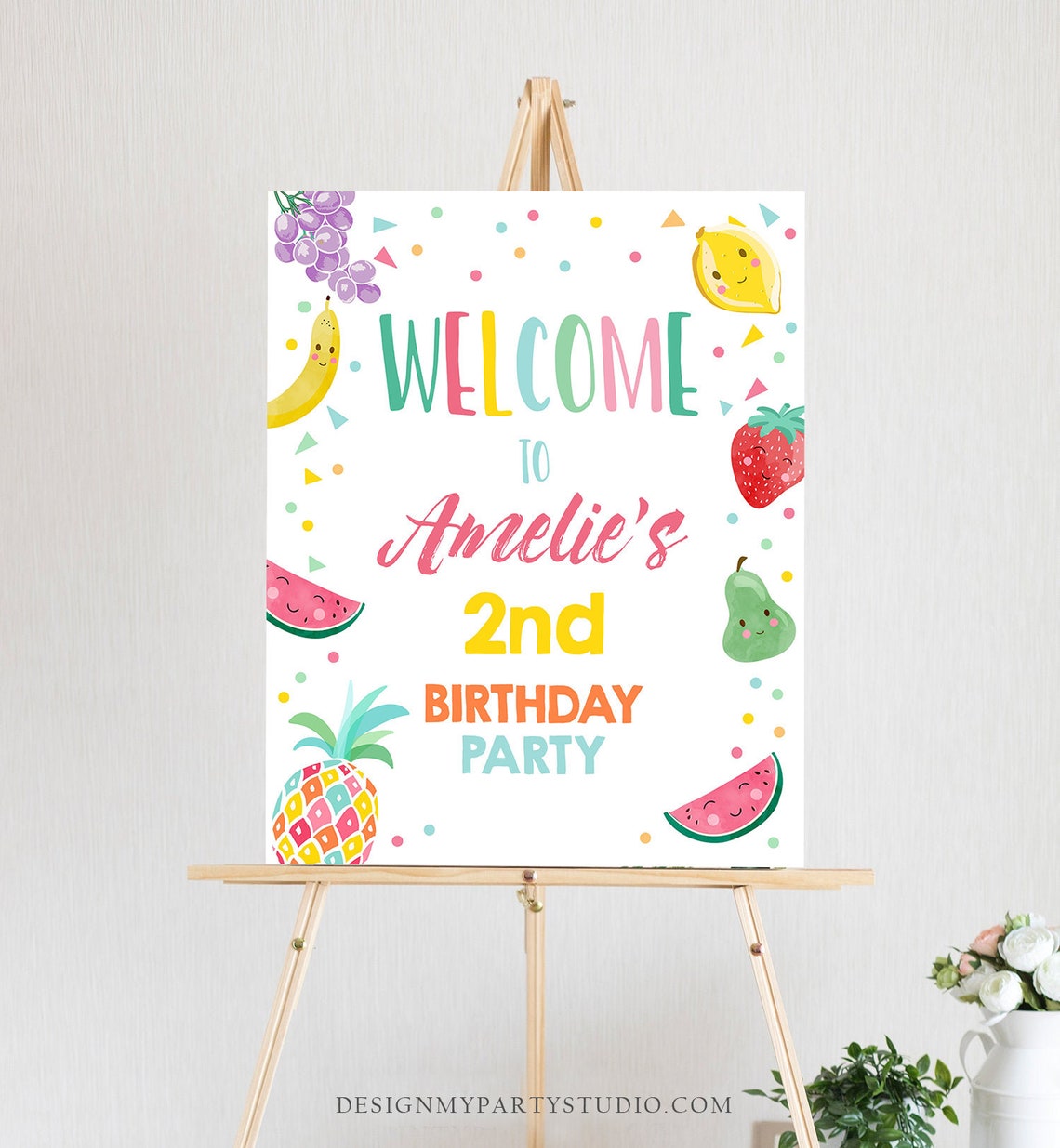 Editable Welcome Sign Fruit Birthday Tutti Fruity Party Fruit - Etsy