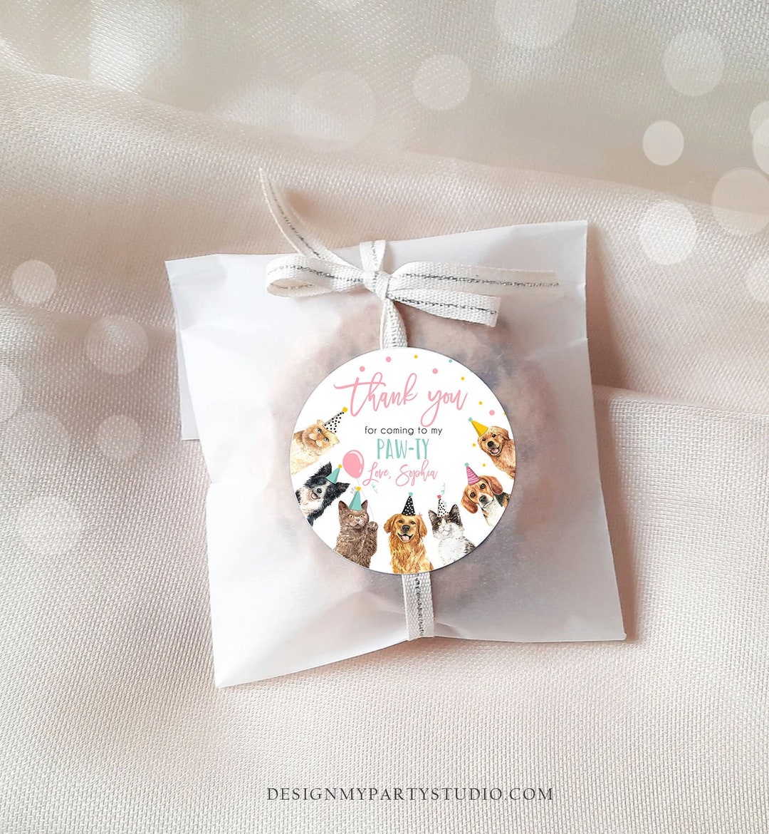 Editable Cats and Dogs Favor Tags Puppy Kitten Birthday Thank You Tag ...