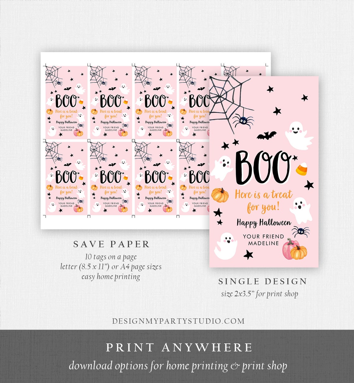 Editable Halloween Favor Tags Boo Gift Tags Costume Party | Etsy