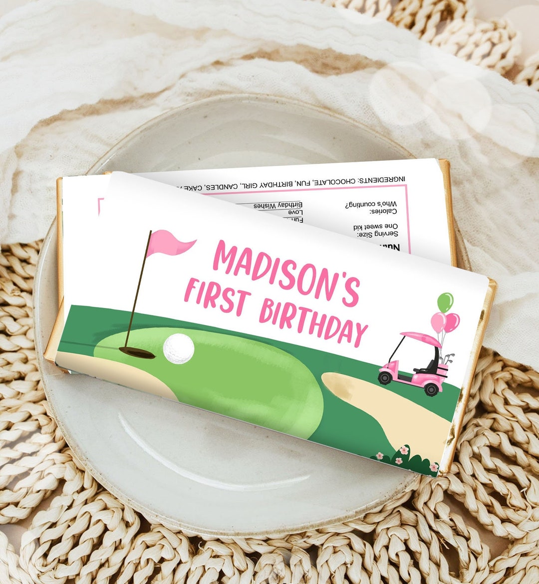 Editable Golf Candy Bar Wrapper Girl Pink Golf Cart Birthday Labels Par ...
