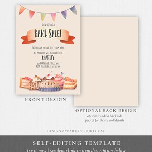 Editable Bake Sale Party Festival Invitation Fundraiser School Church ...