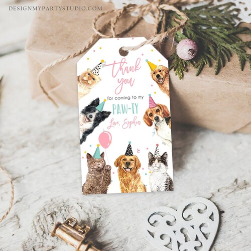 Editable Puppy Favor Tags Puppy Dog Birthday Thank You Tag - Etsy