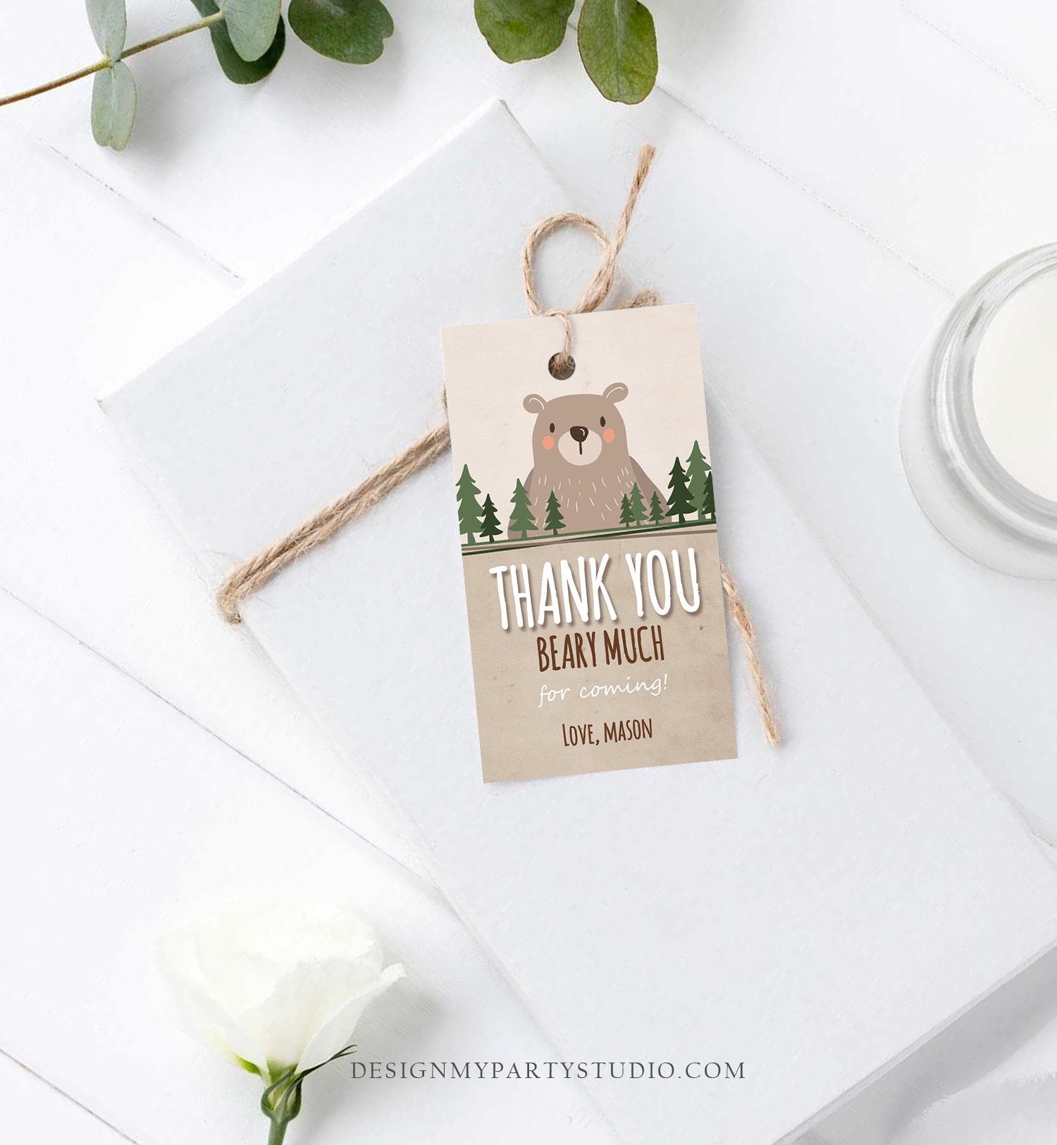 Editable Bear Favor Tags Thank You Beary Much Little Cub | Etsy