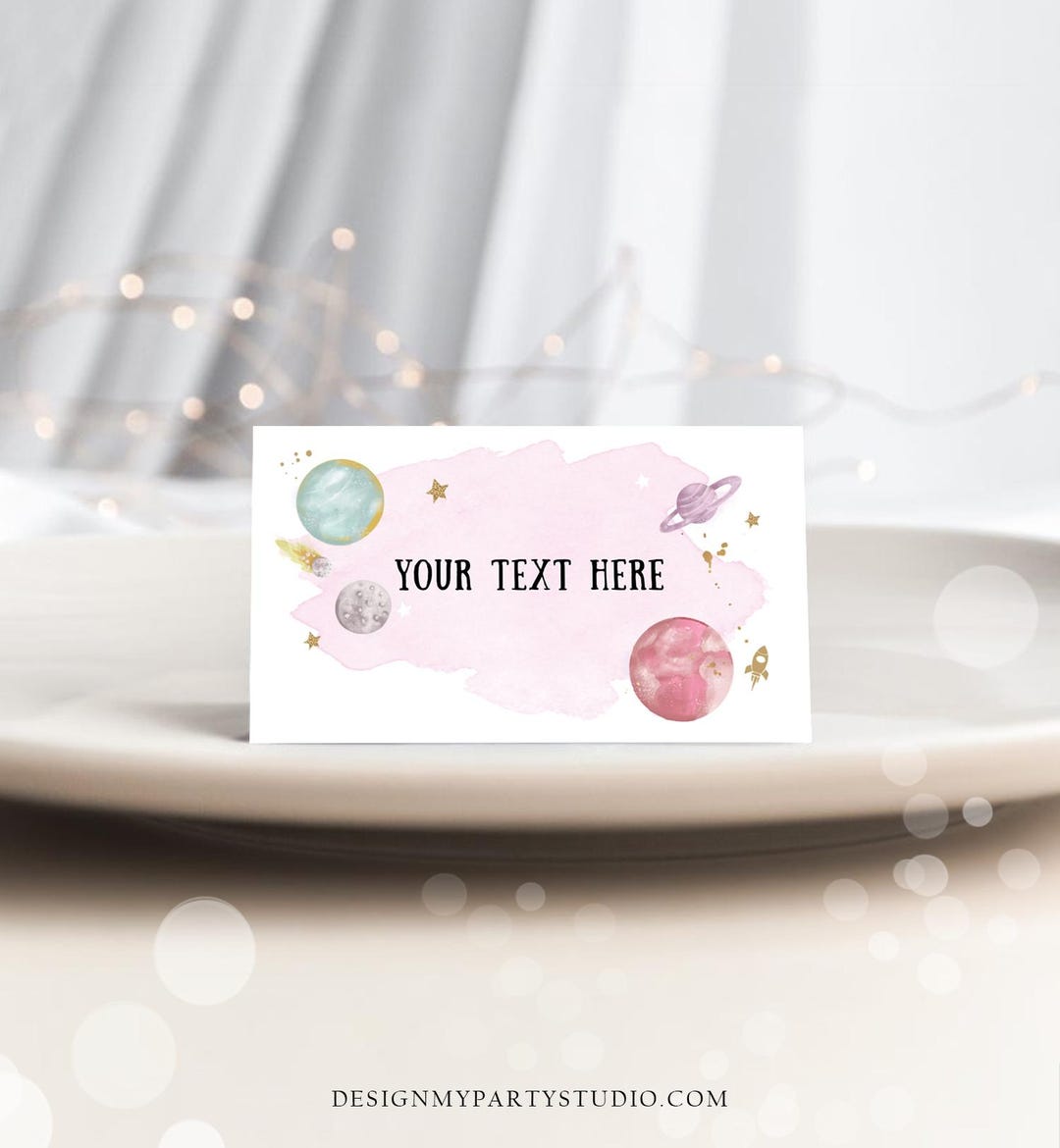 Editable Food Labels Outer Space Birthday Galaxy Food Labels Place Card ...