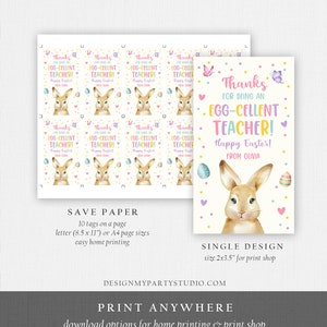 Editable Easter Gift Tags Egg-cellent Teacher Appreciation Classroom ...