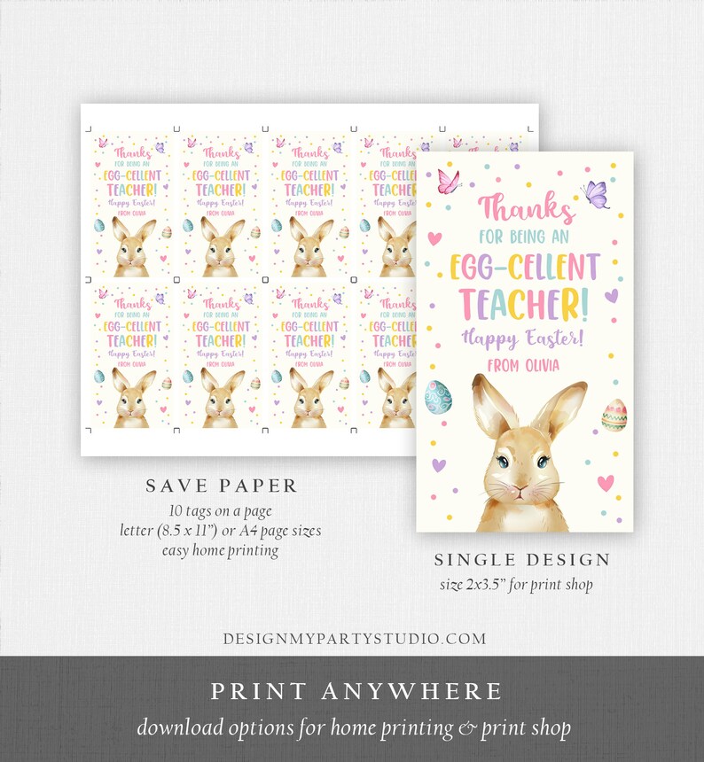 Editable Easter Gift Tags Egg-cellent Teacher Appreciation Classroom ...