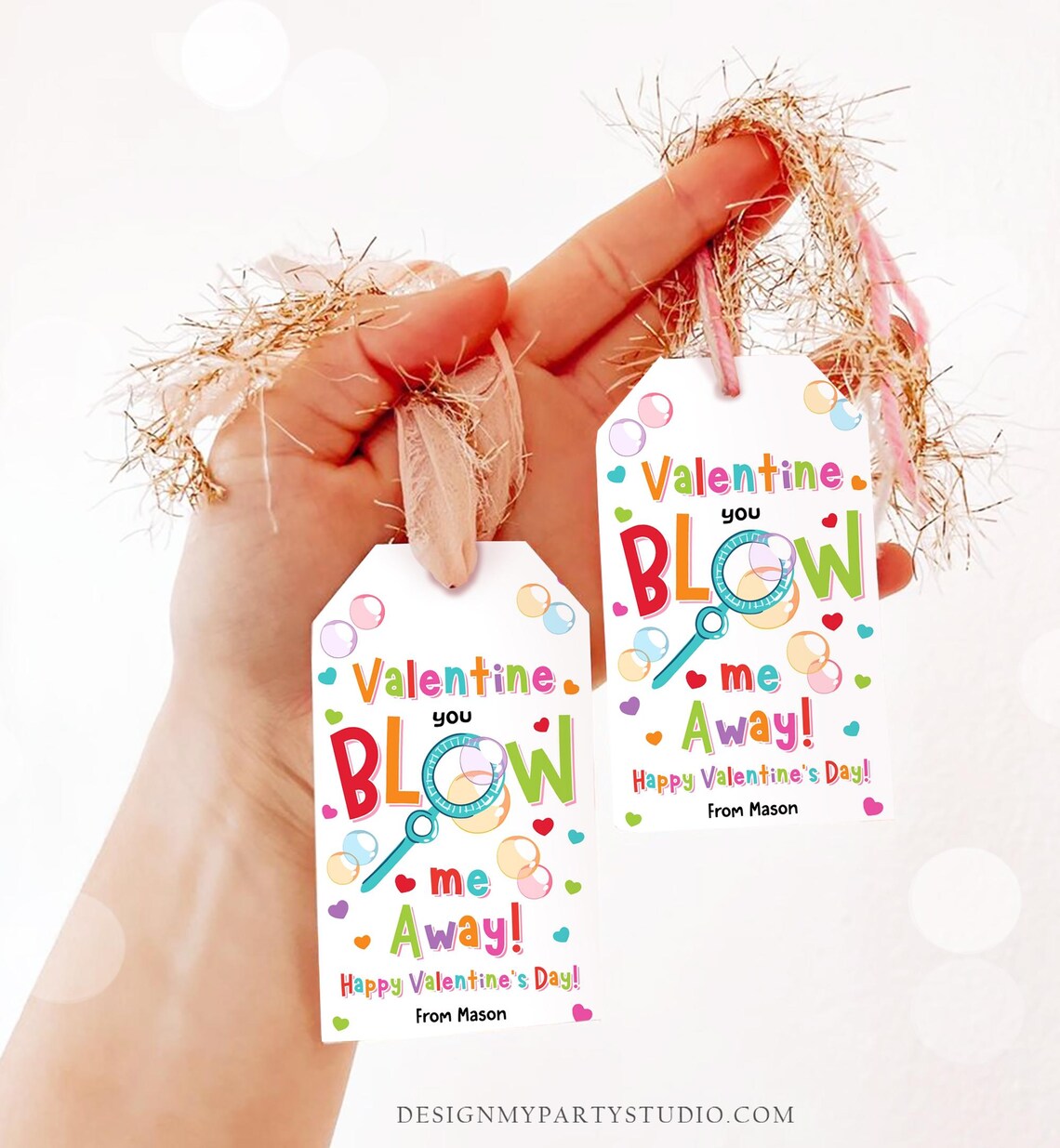 Editable Valentine You Blow Me Away Favor Tag Thank You Blowing Bubbles ...