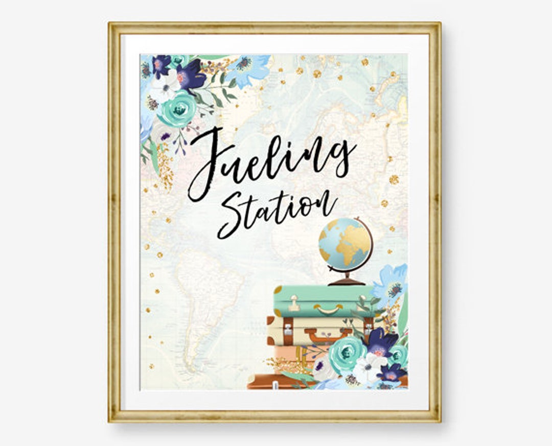 Fueling Station Sign Travel Adventure Bridal Shower Wedding Birthday ...