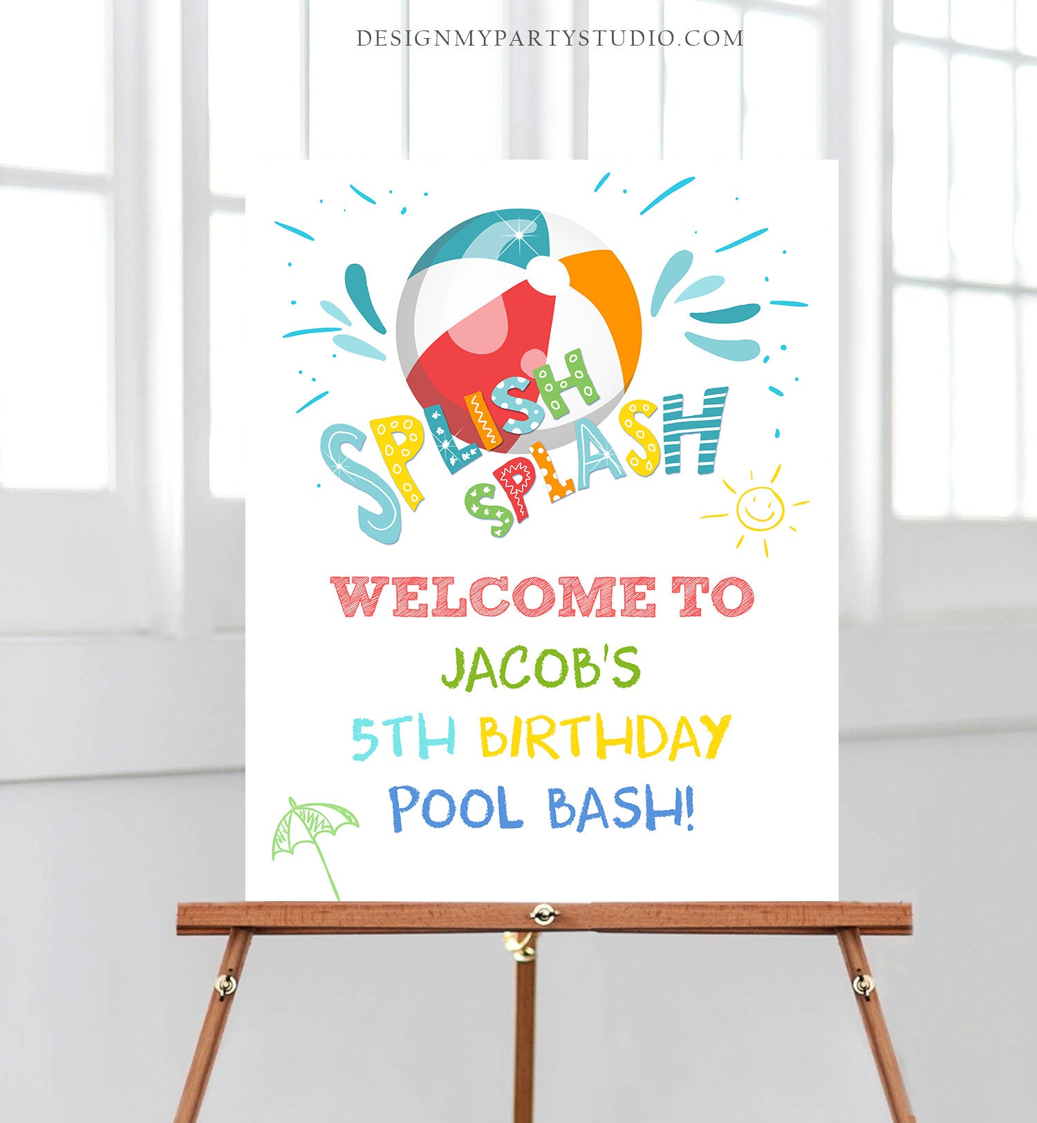 Editable Pool Party Welcome Sign Pool Party Birthday Beach - Etsy