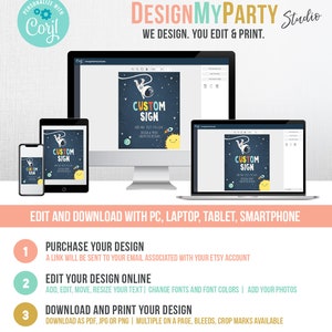 Editable Outer Space Custom Sign Astronaut Birthday Party Space Sign ...