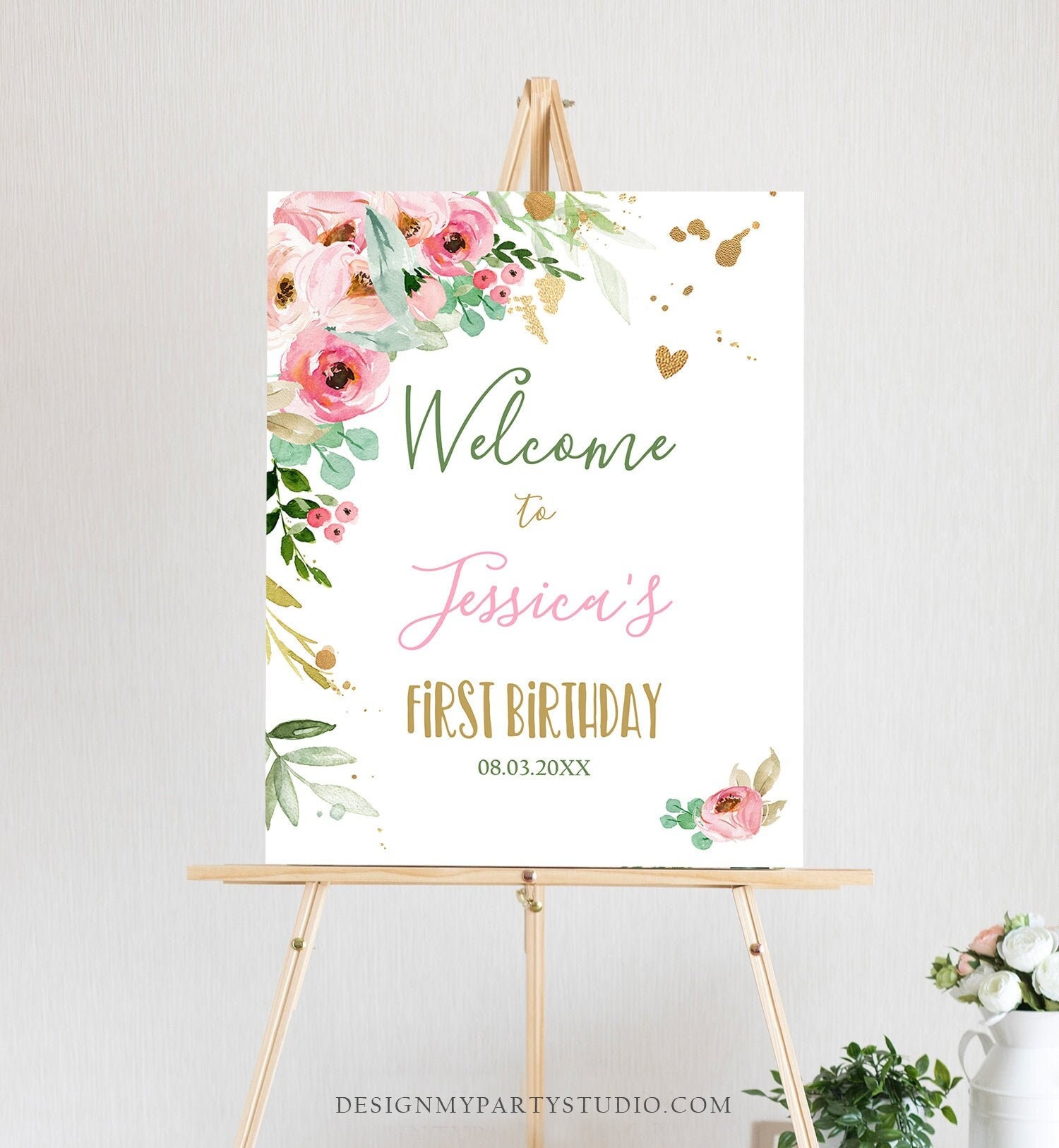 Editable Floral Welcome Sign First Birthday Little Miss | Etsy