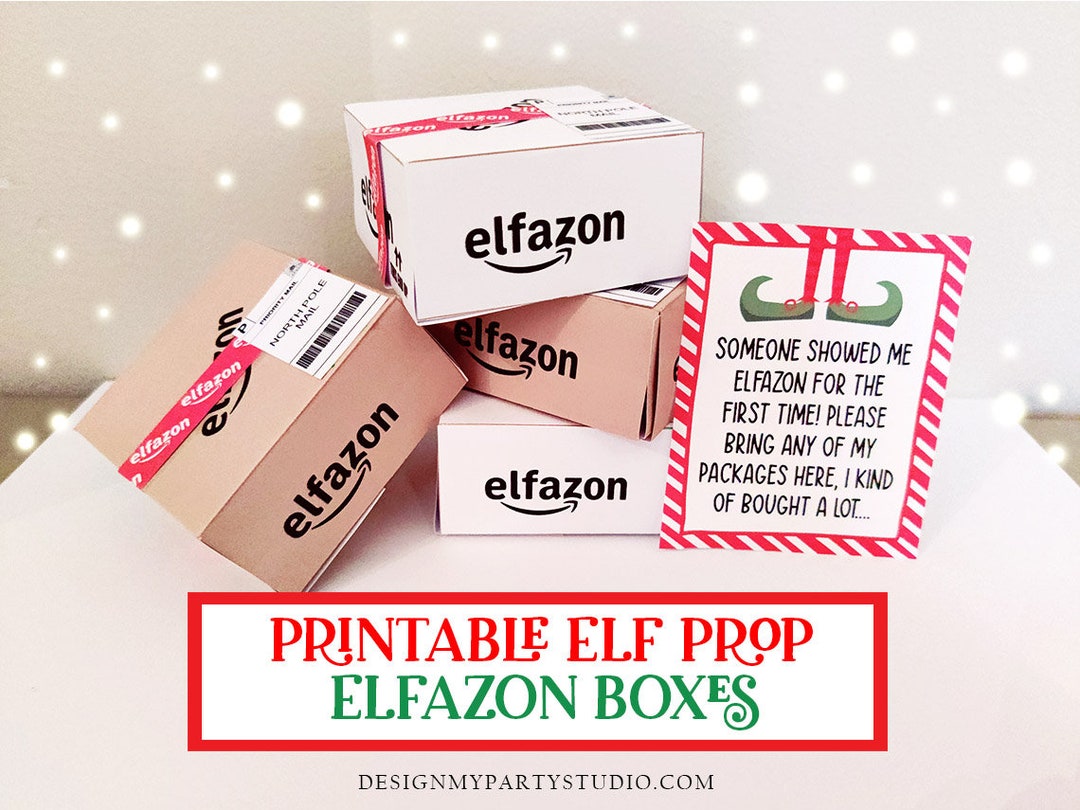 Printable Christmas Elf Prop Miniature Elfazone Boxes Package Instant ...