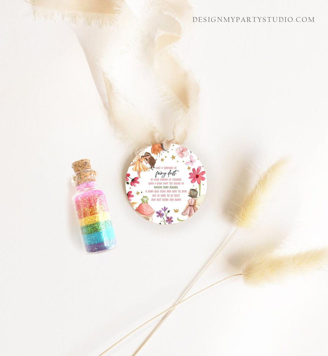 Editable Fairy Dust Favor Tags Enchanted Forest Birthday Magical Pixie ...