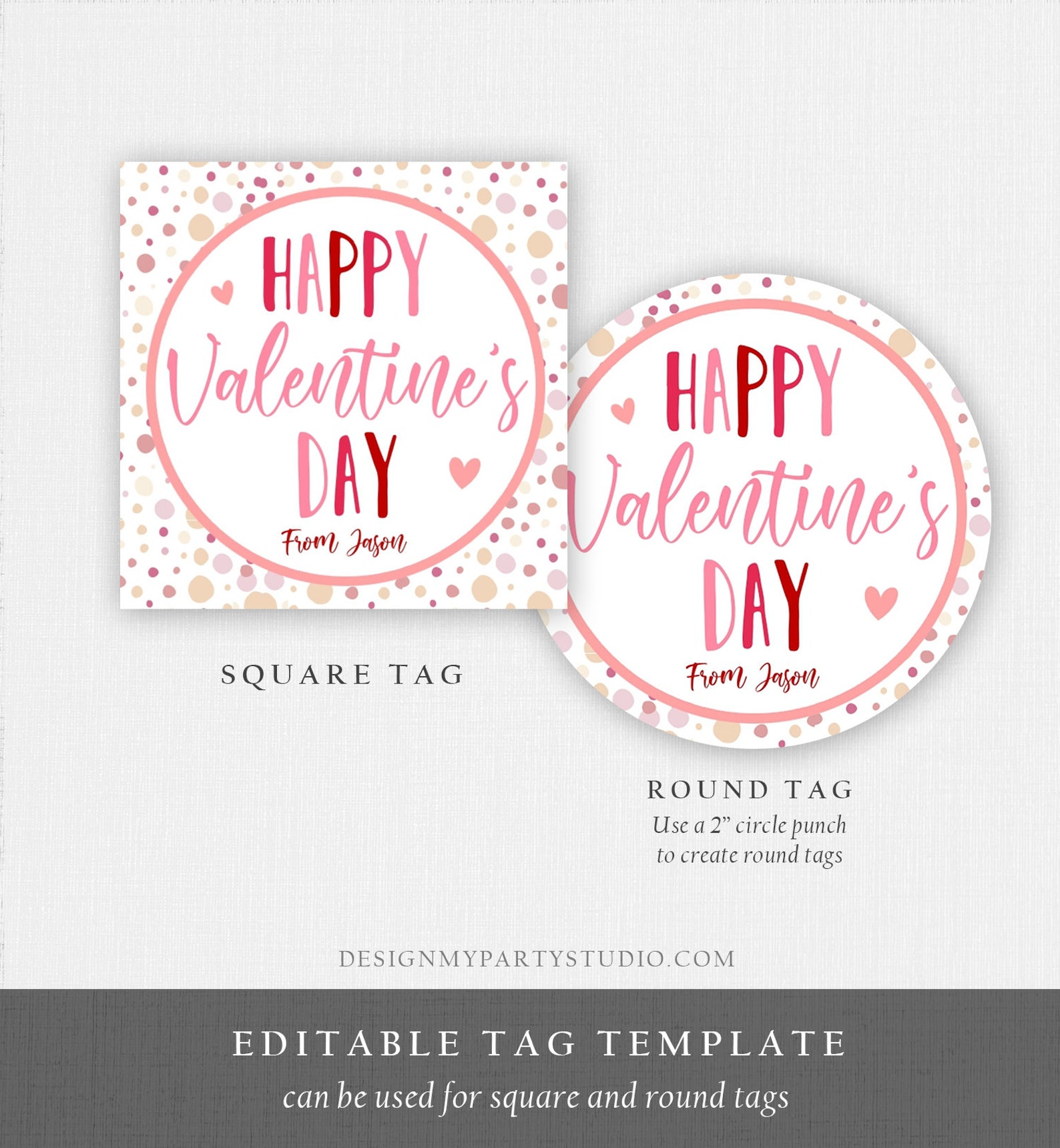 Editable Valentine's Day Cookie Tags Happy Valentine's Day Cookies Tag ...