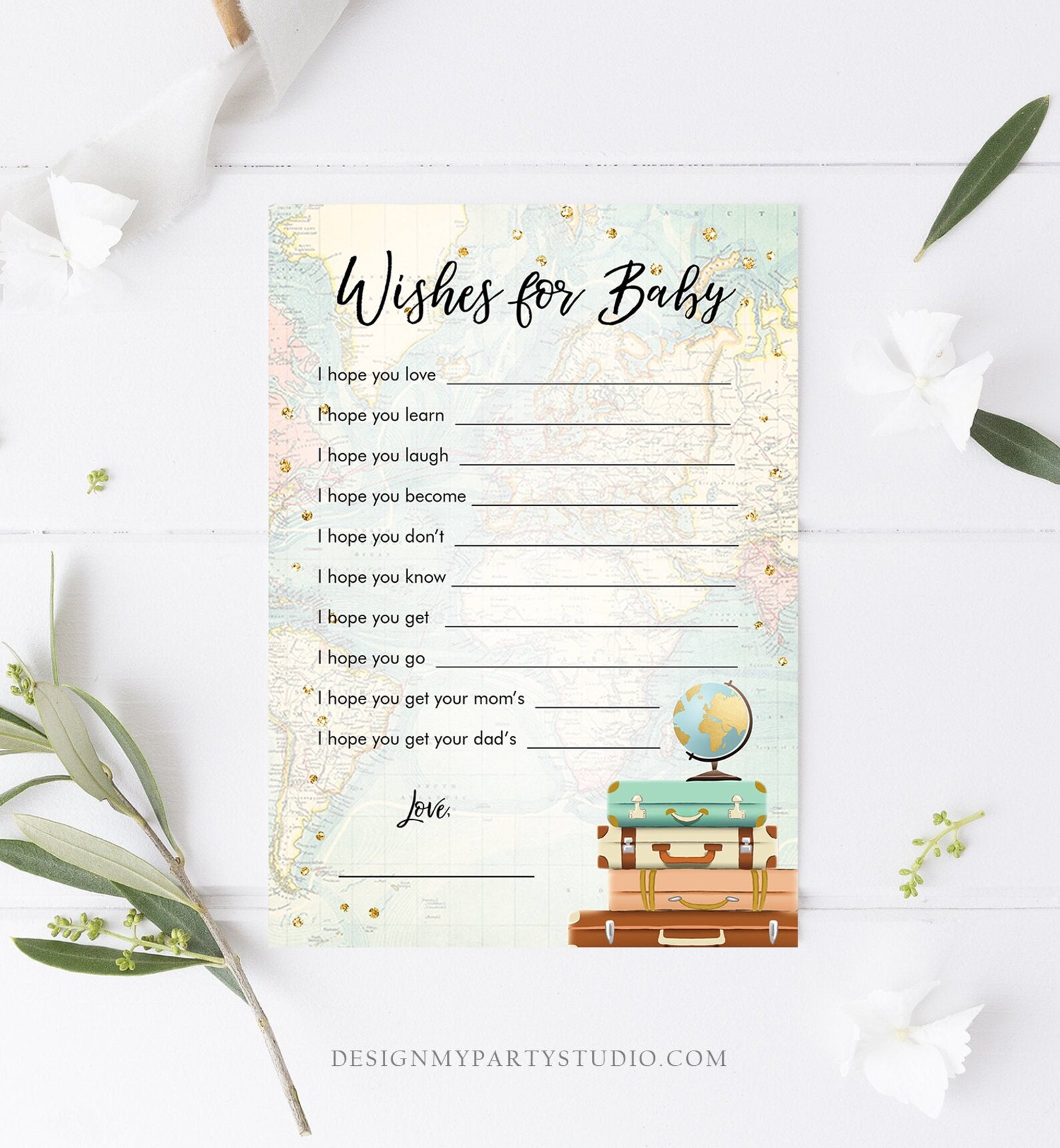 Editable Wishes for Baby Game Cards Adventure Baby Shower Game - Etsy