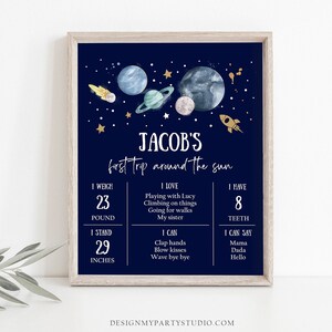 Editable Outer Space Birthday Milestones Sign First Trip Around the Sun ...