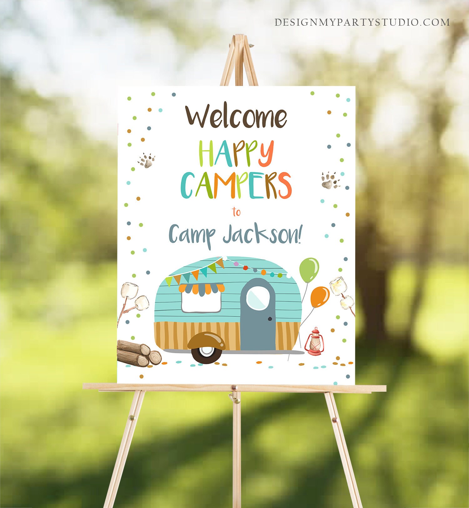 Editable Happy Camper Welcome Sign Camp Birthday Party Boy | Etsy