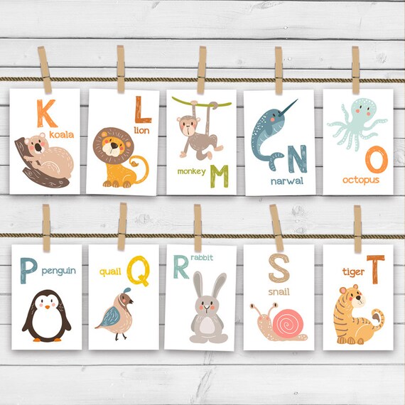 Alphabet Flash Cards Animal Alphabet Card Set Instant Animal Alphabet