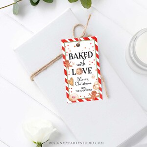 Editable Cookie Tag Baked With Love Tag Merry Christmas Favor Tag ...