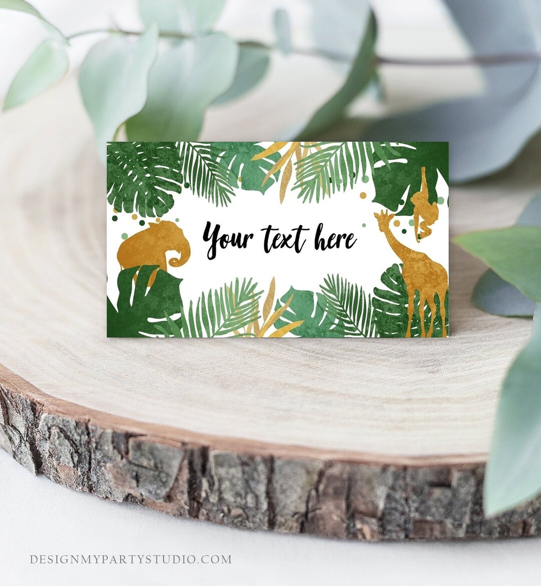 Editable Safari Animals Food Labels Wild One Place Tent Card Escort ...