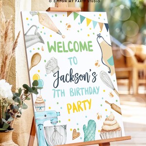 Editable Baking Birthday Party Welcome Sign Cooking Birthday Welcome ...