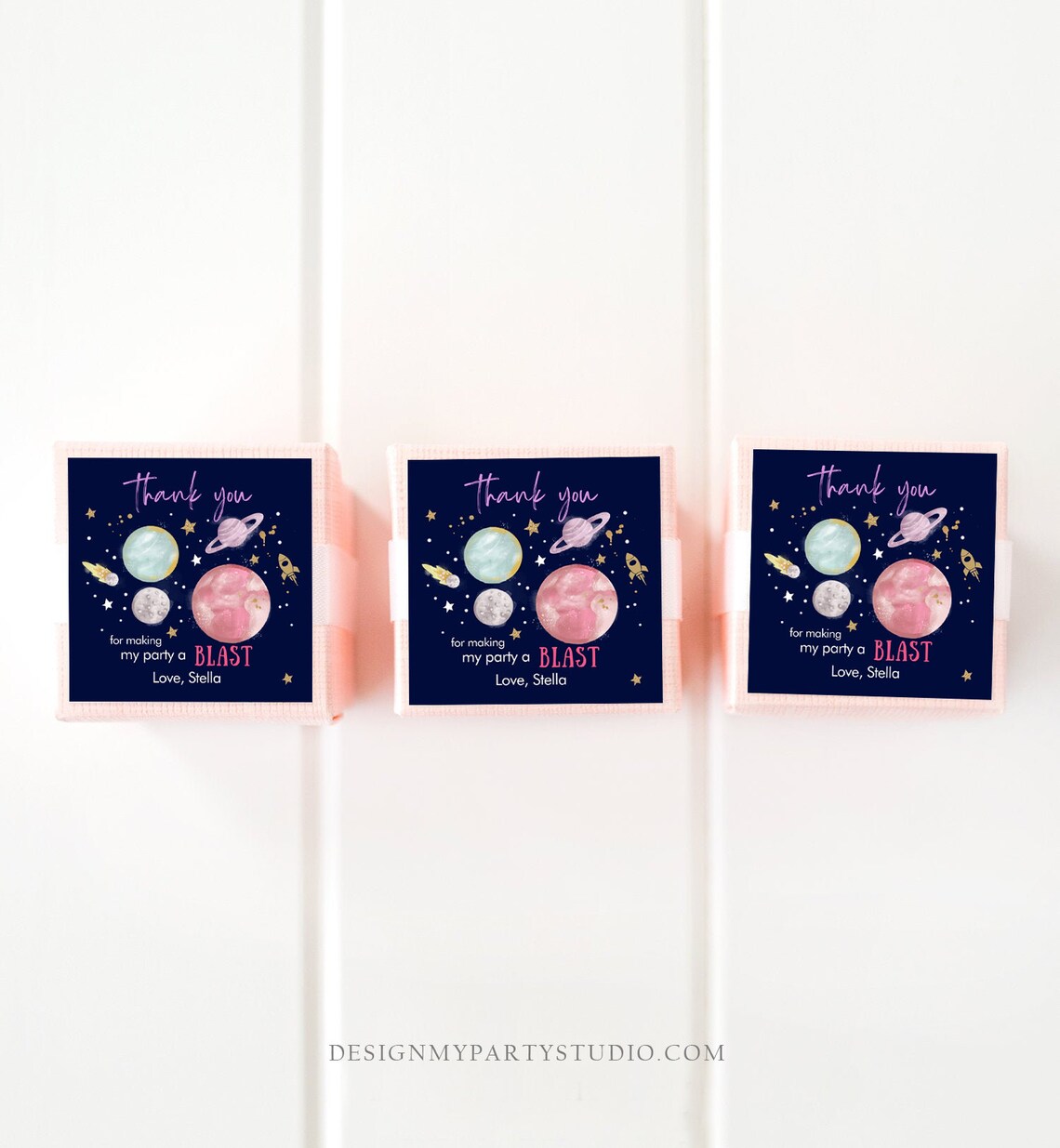 Editable Outer Space Favor Tag Birthday Thank You Sticker Galaxy Gift ...