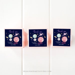 Editable Outer Space Favor Tag Birthday Thank You Sticker Galaxy Gift ...