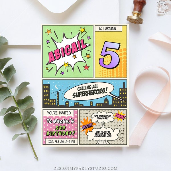 Comic Book Invite - Etsy