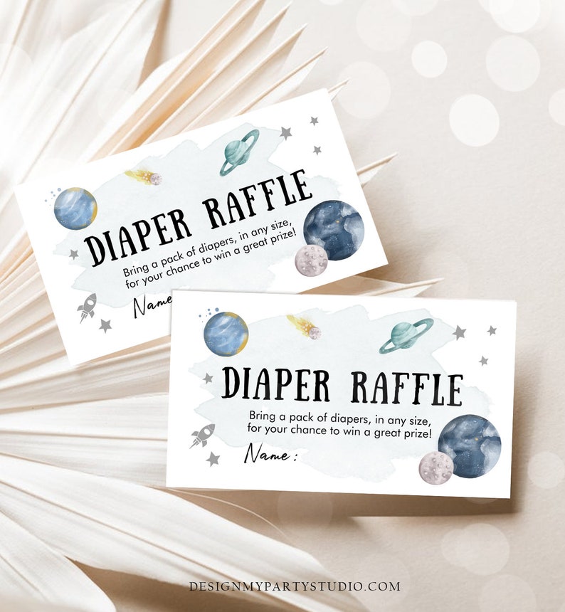 Editable Outer Space Diaper Raffle Ticket Space Baby Shower - Etsy