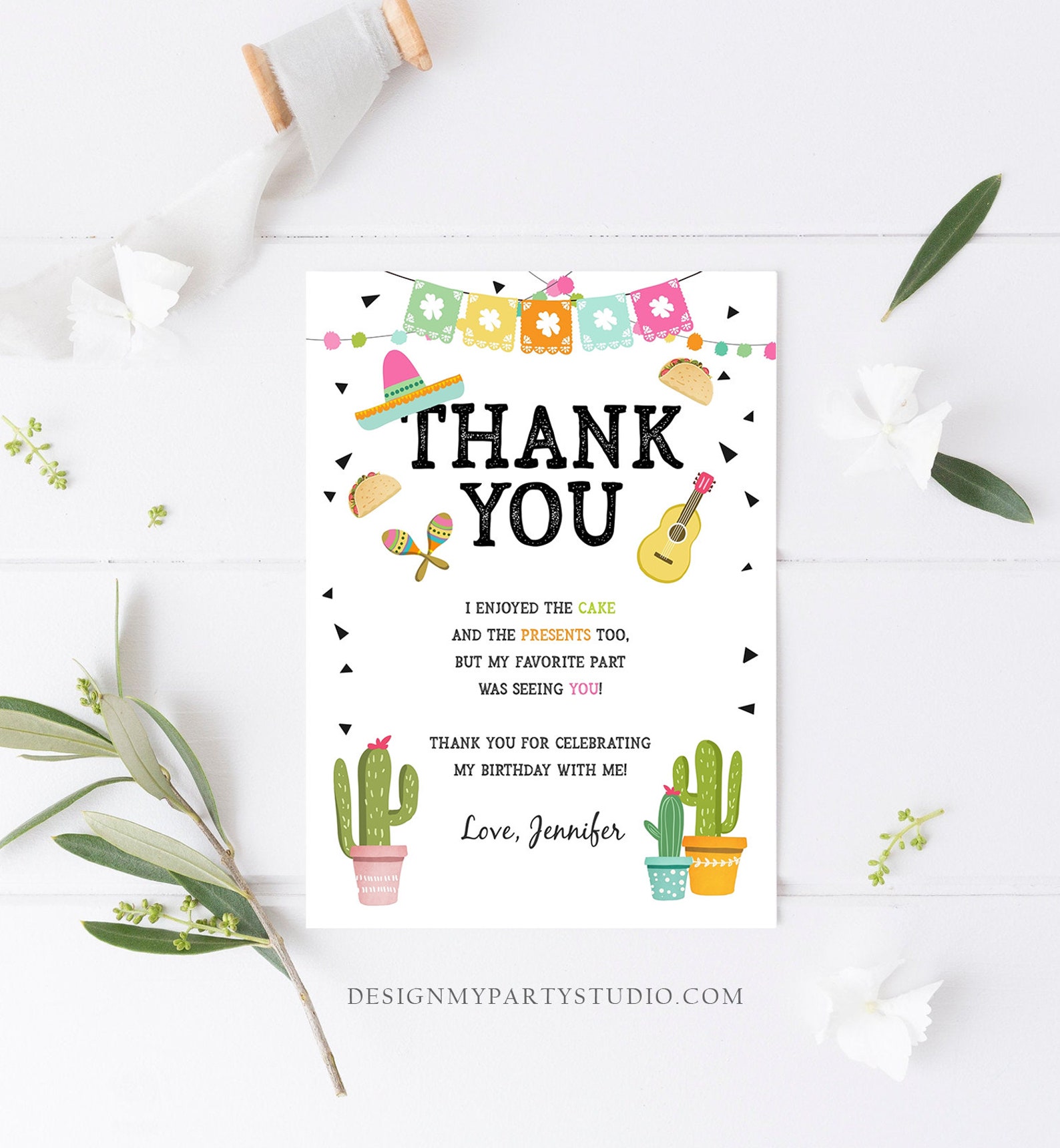 Editable Taco Fiesta Thank You Card Birthday Party Baby Bridal - Etsy