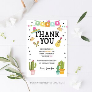 Editable Taco Fiesta Thank You Card Birthday Party Baby Bridal Shower ...