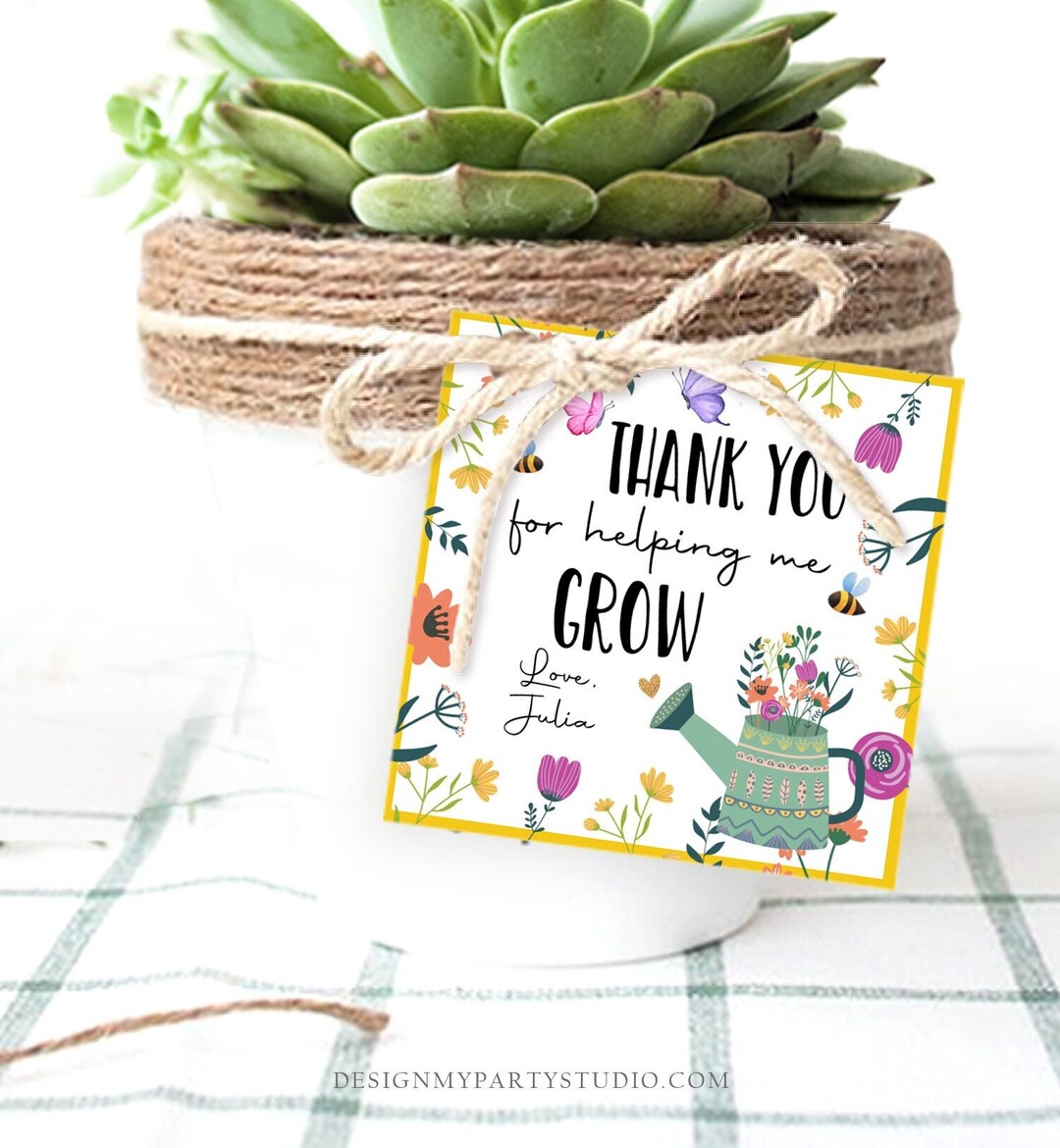 Editable Teacher Appreciation Tag Thank You for Helping Me Grow ...