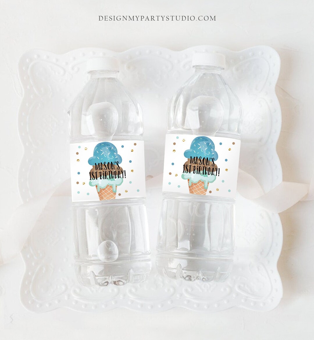 Editable Ice Cream Water Bottle Labels Ice Cream Birthday - Etsy
