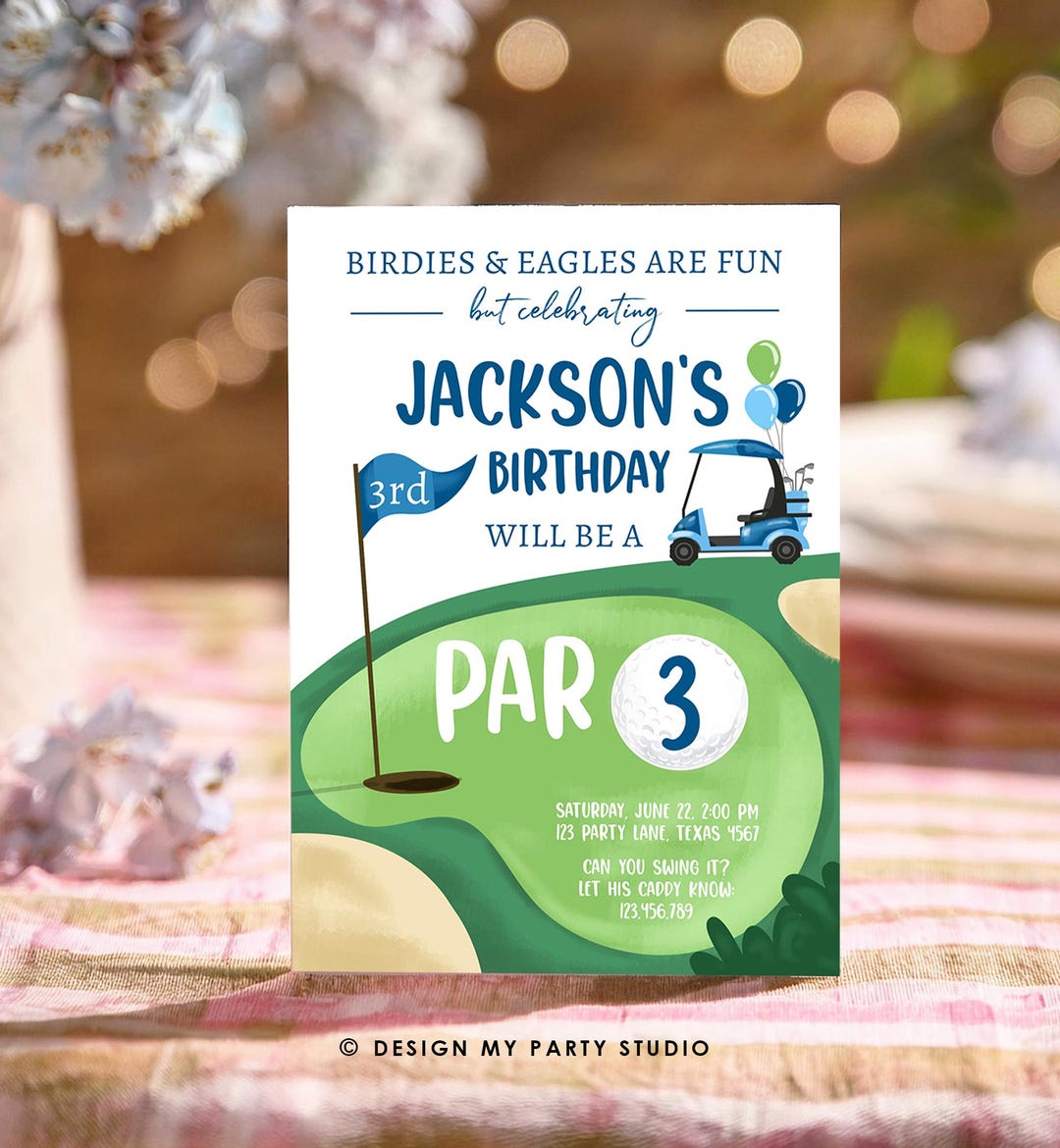 Editable Par 3 Birthday Invitation Golf 3rd Third Birthday Par-tee Golf ...