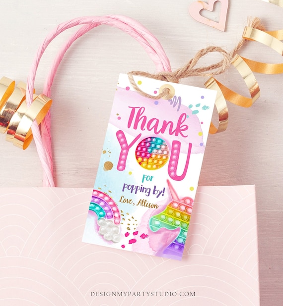 Editable Fidget Party Favor Tags Pop it Party Thank You Tag Gift Tag ...
