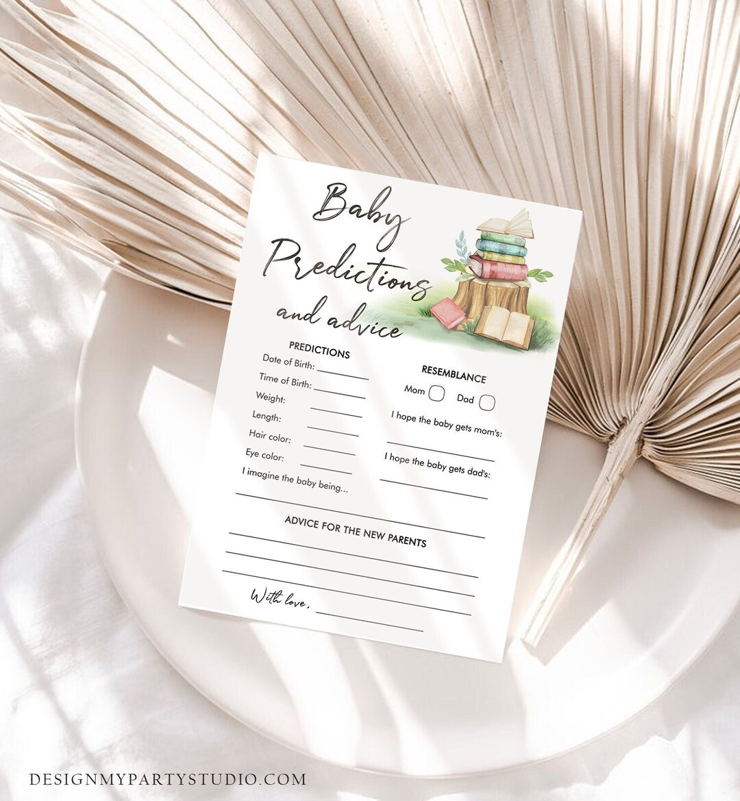 Editable Baby Predictions Baby Shower Game Advice for Parents Storybook ...