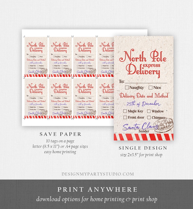Editable North Pole Delivery Tag Personalized Christmas Tags Holiday ...