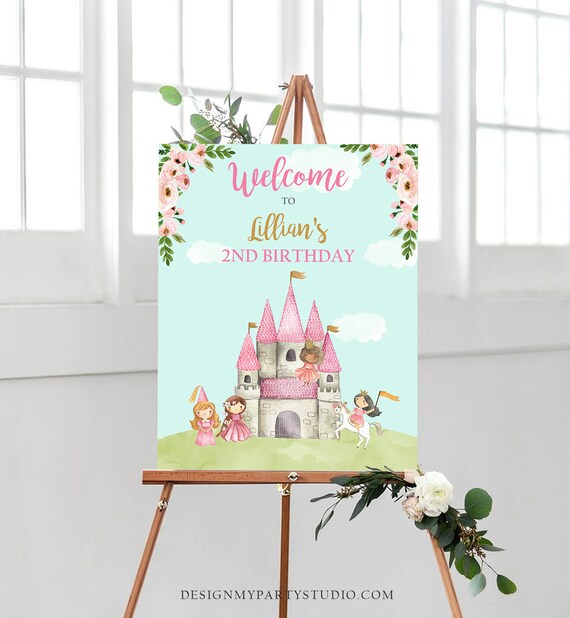 Editable Princess Birthday Welcome Sign Girl Princess Welcome | Etsy