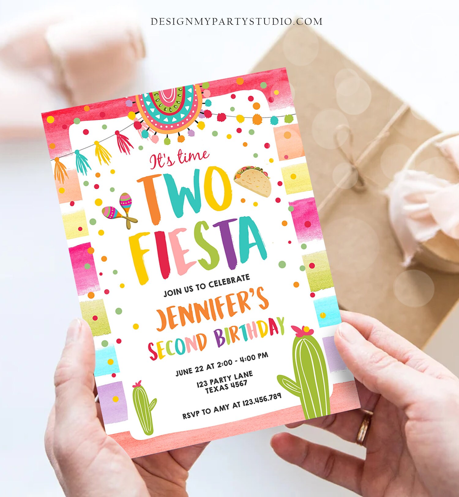 Editable It's Time Two Fiesta Birthday Invitation Second - Etsy