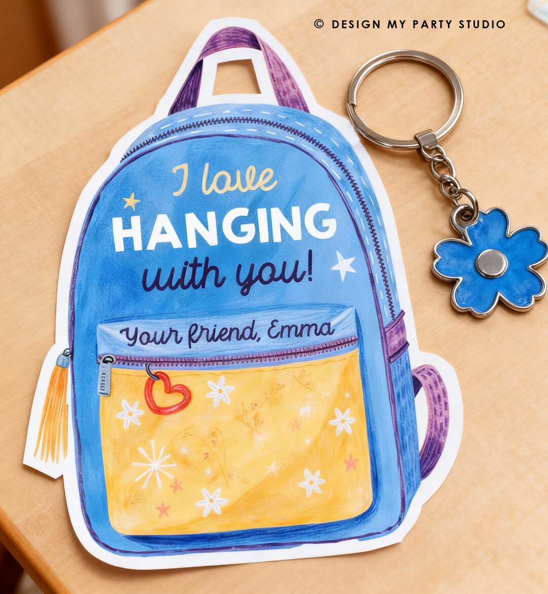 Editable Valentine's Day Keychain Gift Tag Blue Kids School Classroom ...
