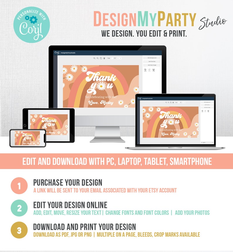 Editable Groovy Birthday Party Gable Box Favor Label Hippie - Etsy