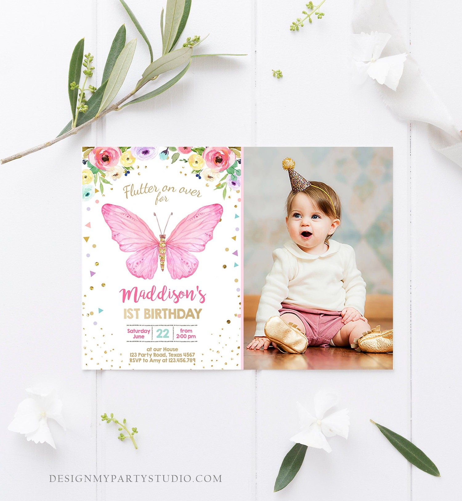 Editable Butterfly Birthday Invitation Butterfly Invitation | Etsy