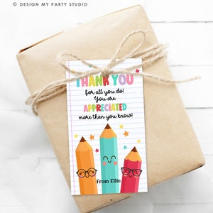 Editable Teacher Appreciation Tag Teacher Tag Thank You Gift Tag End of ...