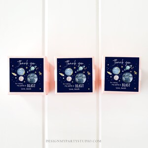 Editable Outer Space Favor Tags Space Birthday Thank You Sticker Galaxy ...