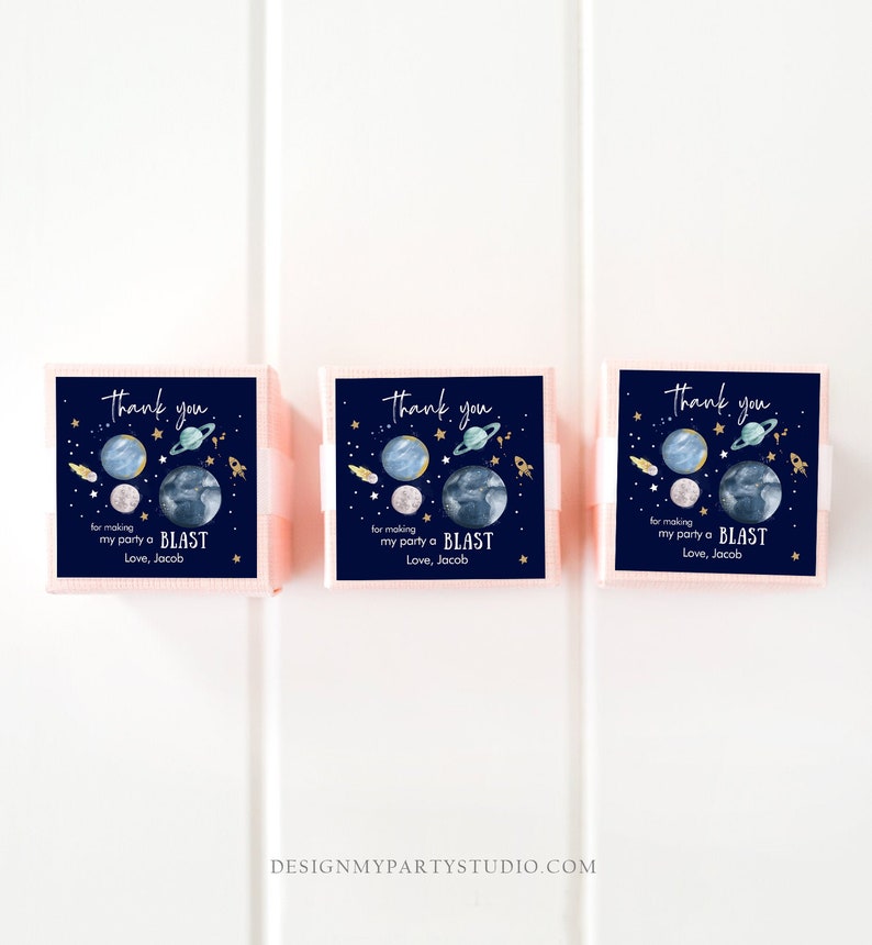 Editable Outer Space Favor Tags Space Birthday Thank You - Etsy