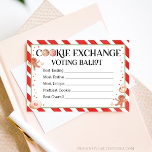 Editable Cookie Exchange Voting Ballots Cookie Vote Cards Christmas ...