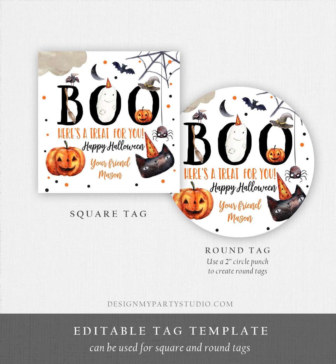 Editable Halloween Favor Tags Boo Gift Tags Costume Party - Etsy