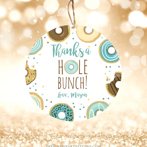 Donut Party Thank You Tags Thanks a Hole Bunch for Coming - Etsy